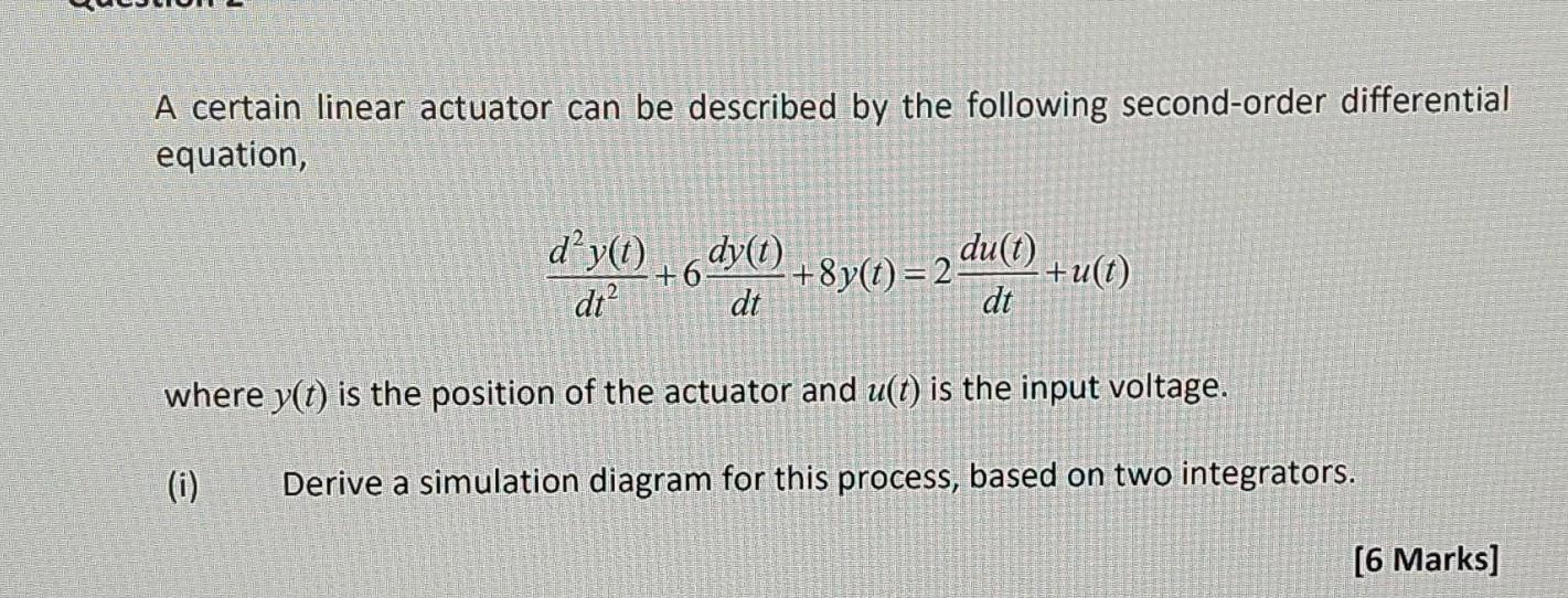 A certain linear actuator can be described by the | Chegg.com