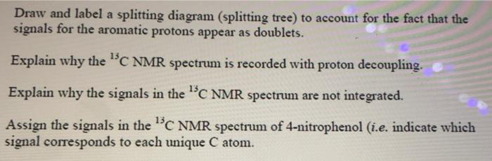 Solved Examine the structure of 4-nitrophenol and the 1H and | Chegg.com