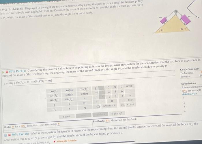 Solved 13\%) Problem 6: Diplayed to the right are two carts | Chegg.com