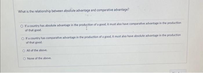 Solved What is the relationship between absolute advantage | Chegg.com