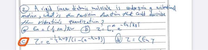 Solved a rigid linear diatomic molecule is undergoing a | Chegg.com
