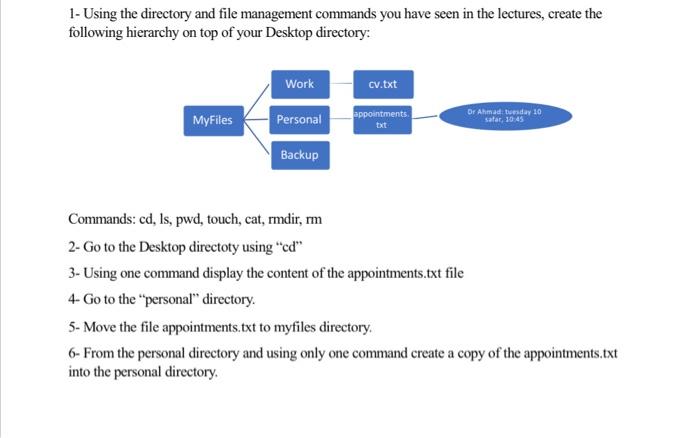 Solved 1- Using the directory and file management commands | Chegg.com
