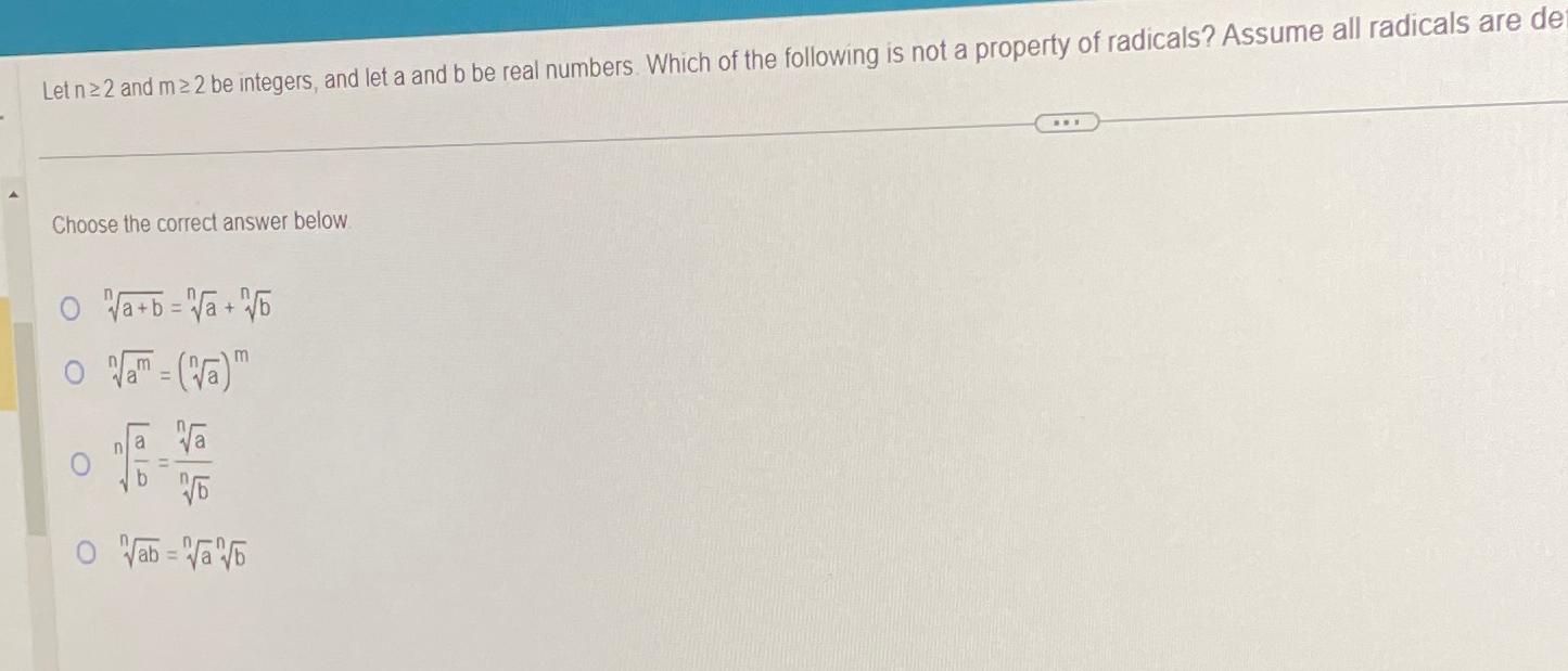 Solved Let n≥2 ﻿and m≥2 ﻿be integers, and let a and b ﻿be | Chegg.com