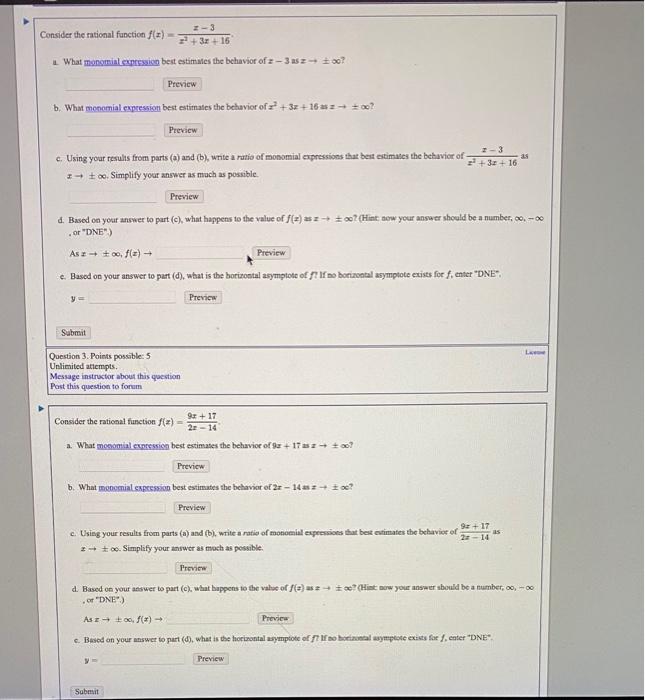 Solved Consider the rational function f(x)=x2+3x+16x−3. 1. | Chegg.com