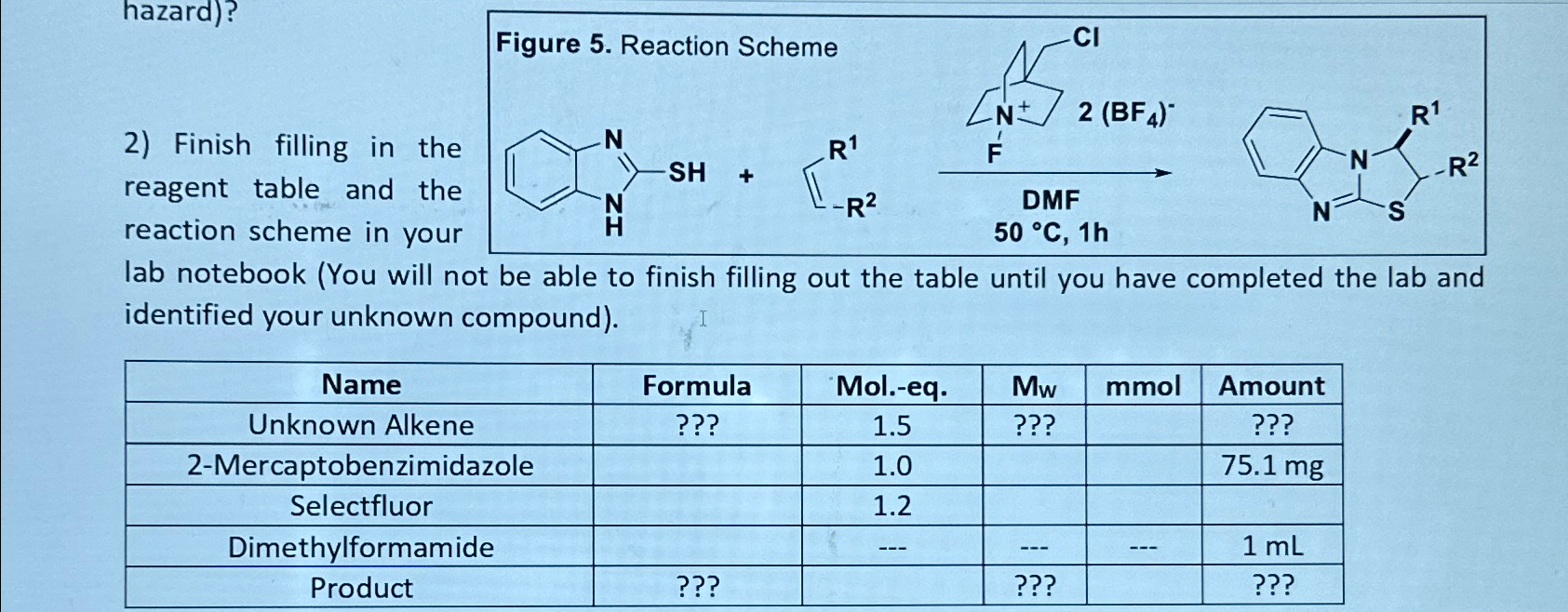 Please fill in the reagent table | Chegg.com
