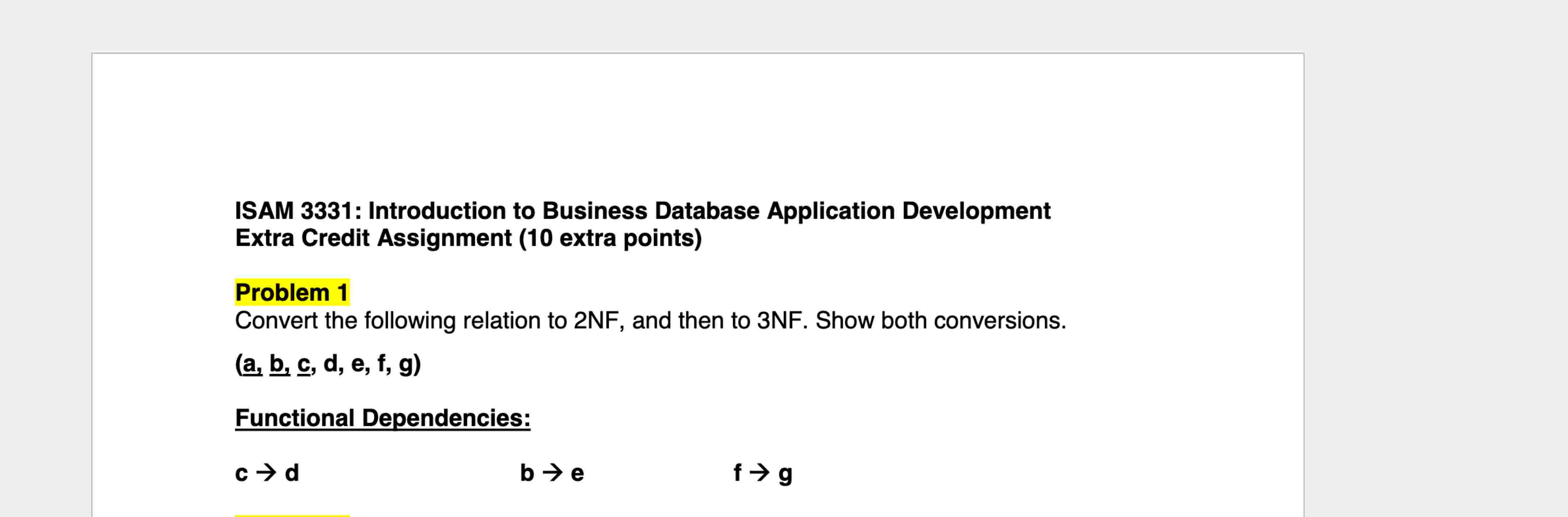 Solved ISAM 3331: Introduction to Business Database | Chegg.com