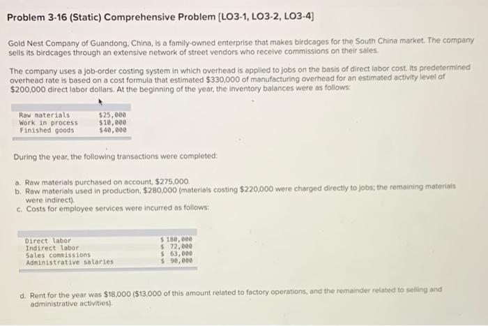 Solved Problem 3-16 (Static) Comprehensive Problem (LO3-1, | Chegg.com