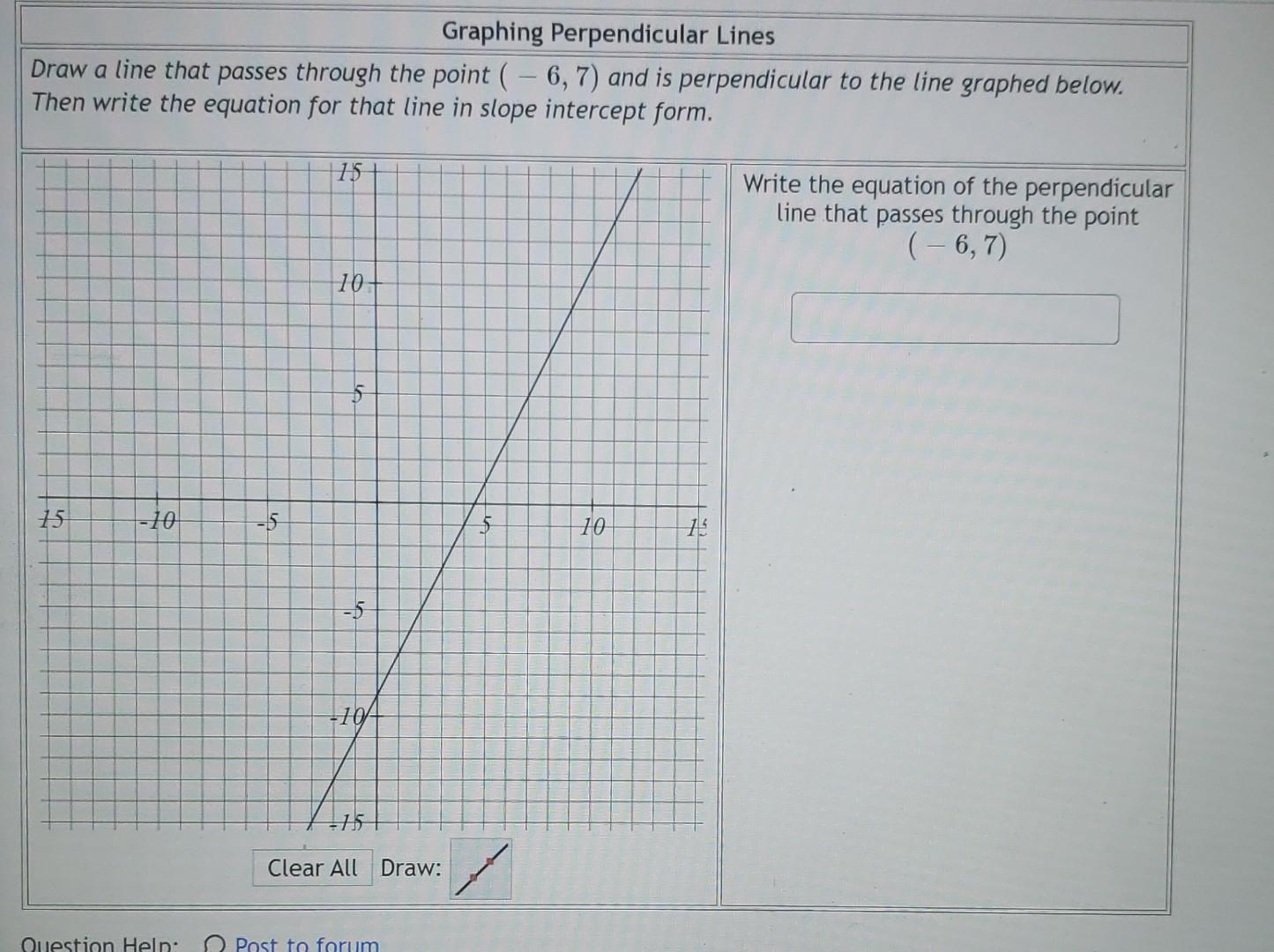 Solved Graphing Perpendicular Lines Draw a line that passes | Chegg.com