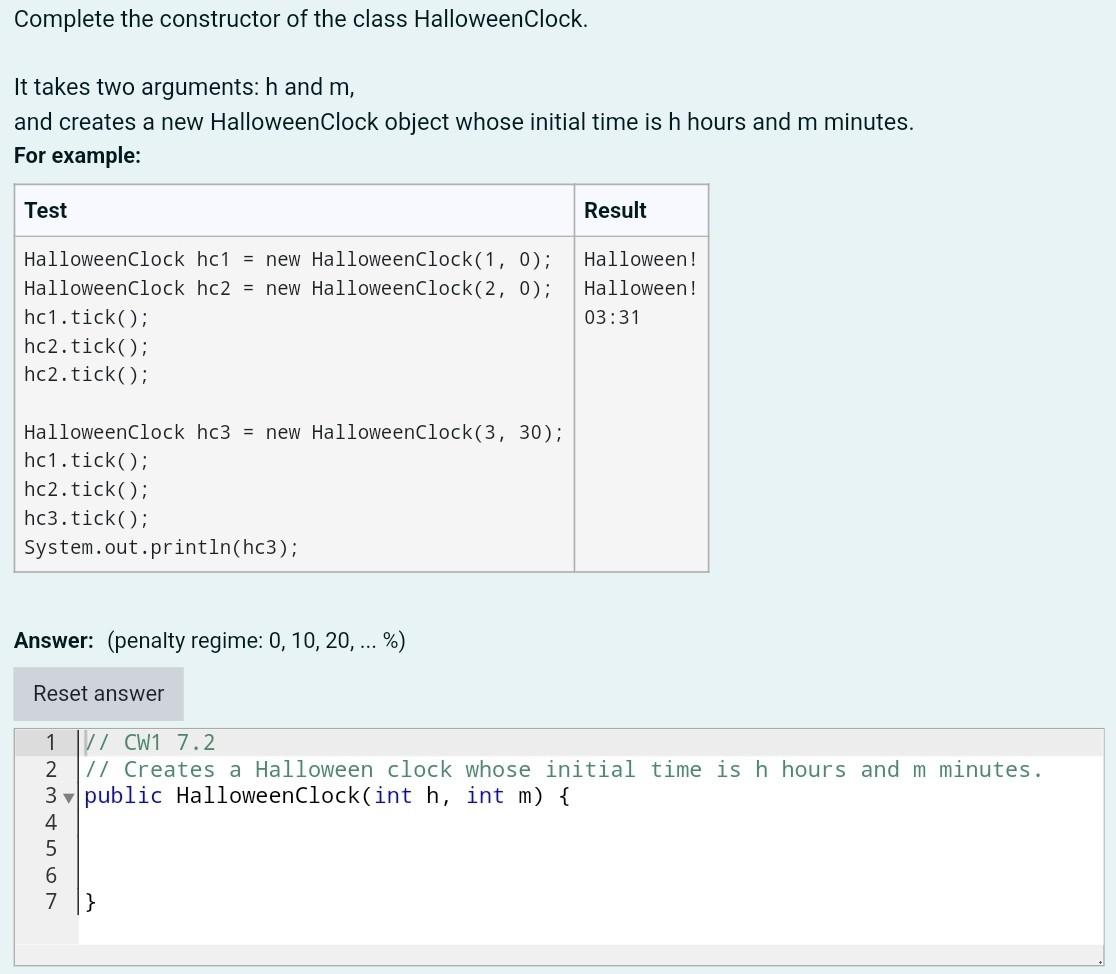 Solved Complete the constructor of the class HalloweenClock. | Chegg.com