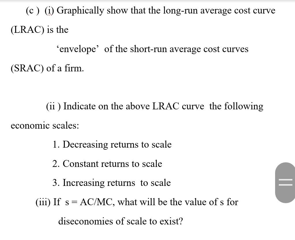 Solved (c) (i) Graphically show that the long-run average | Chegg.com