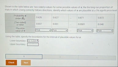 Solved Shown in the table below are two-sided p-values for | Chegg.com