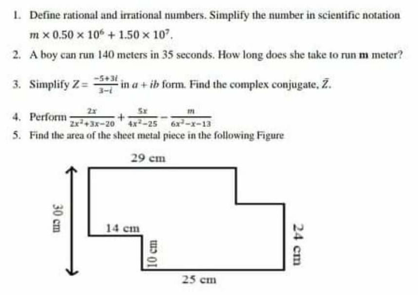 Solved 1. Define rational and irrational numbers. Simplify | Chegg.com