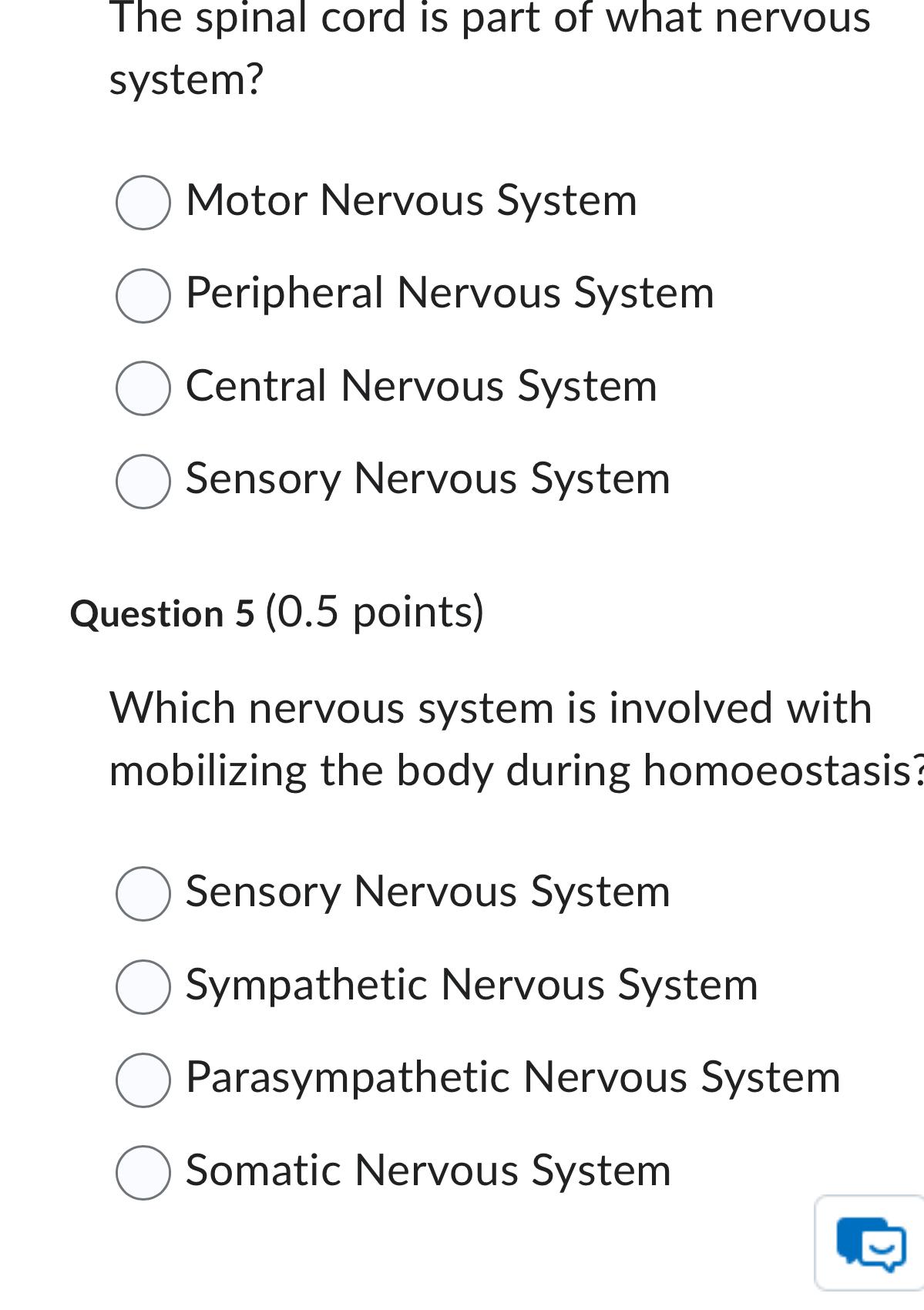 Solved The spinal cord is part of what nervous system?Motor | Chegg.com