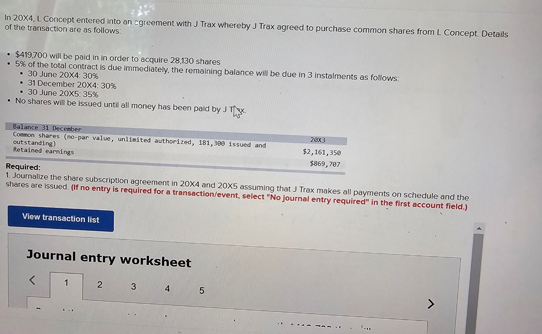 Solved In 20X4, ﻿L Concept entered into an agreement with J | Chegg.com
