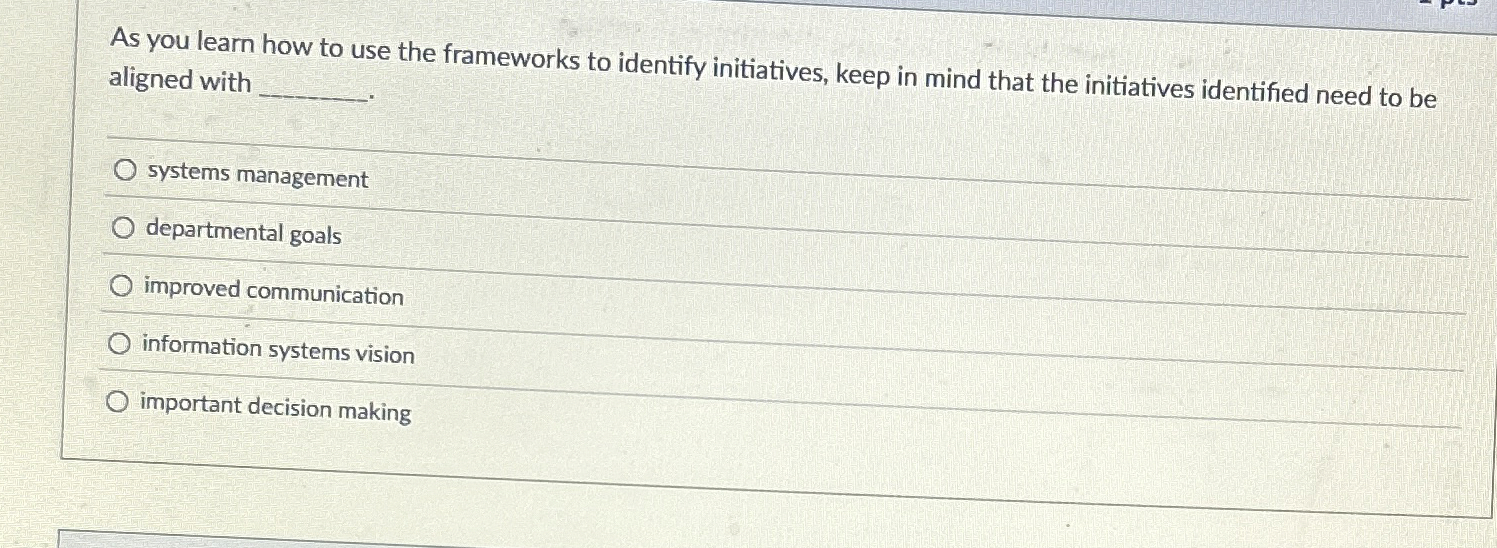 Solved As you learn how to use the frameworks to identify | Chegg.com