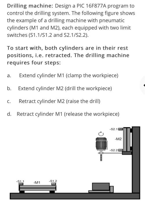 Solved Drilling machine: Design a PIC 16F877A program to | Chegg.com