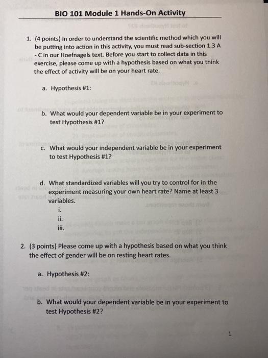 Solved BIO 101 Module 1 Hands On Activity 1 4 Points In Chegg
