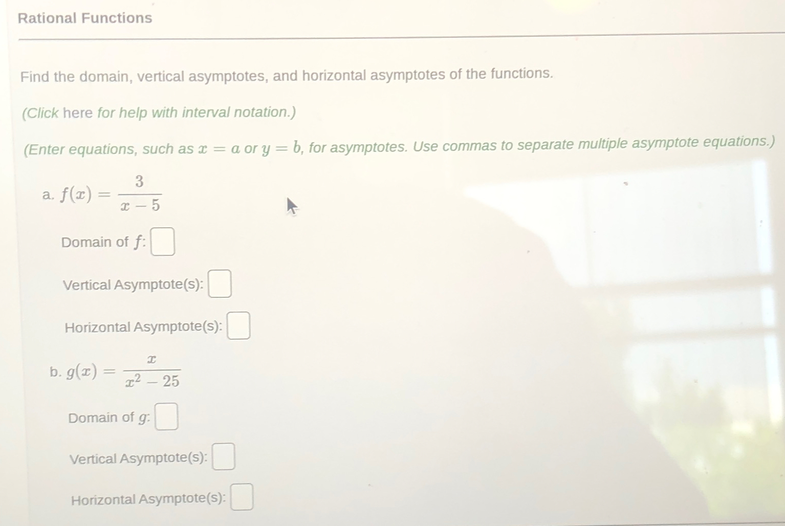 Solved Rational FunctionsFind the domain, vertical | Chegg.com