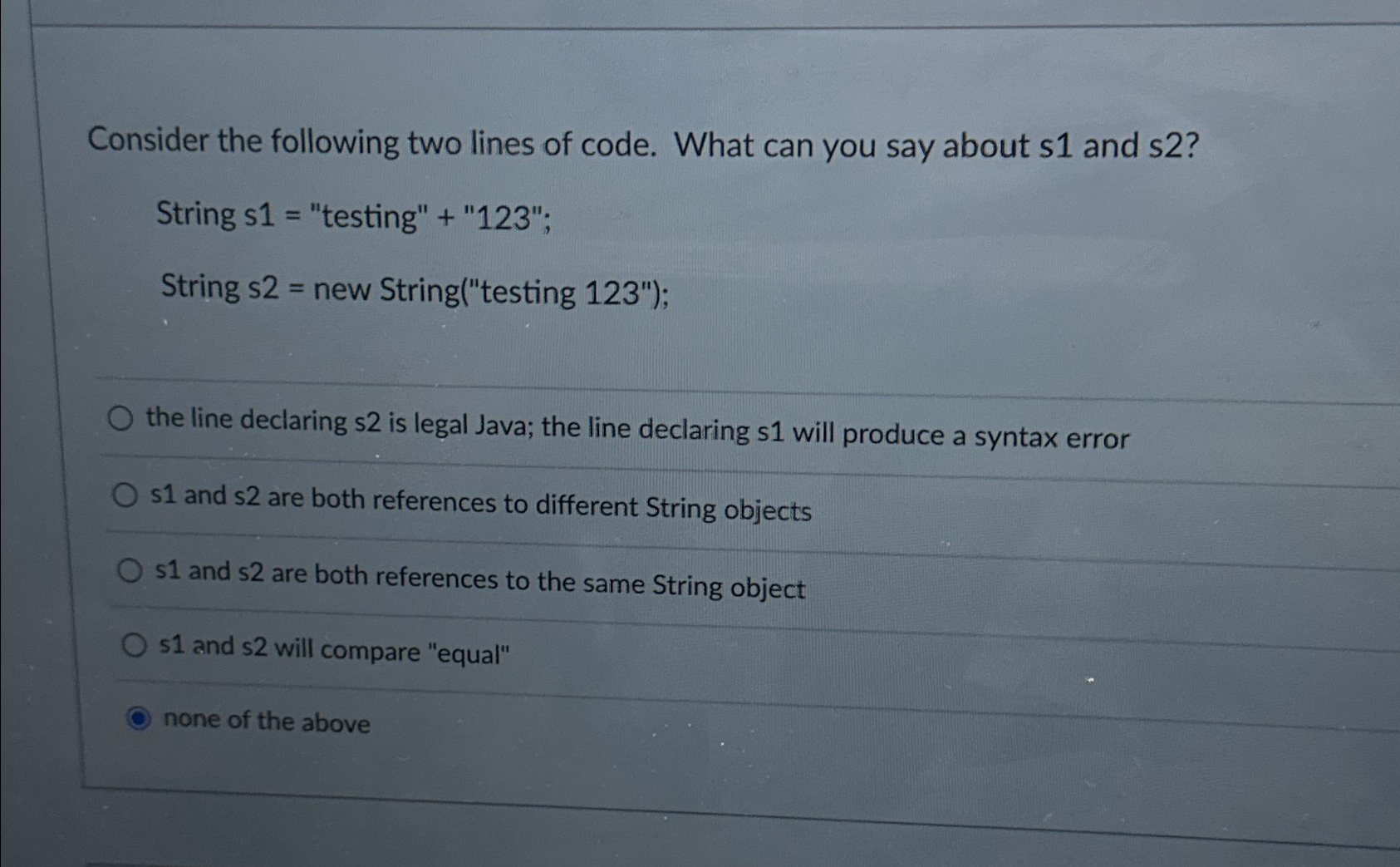 Solved Consider the following two lines of code. What can | Chegg.com