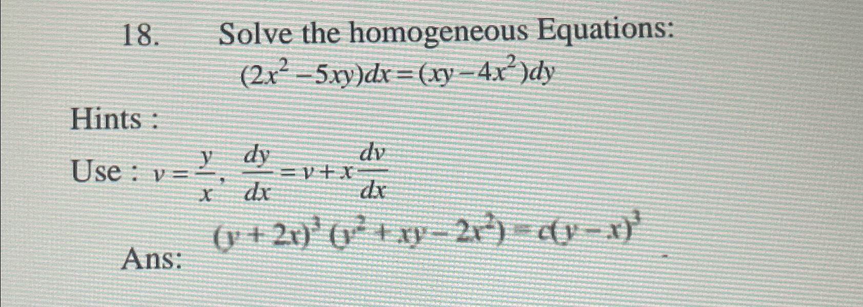 Solved Solve the homogeneous | Chegg.com