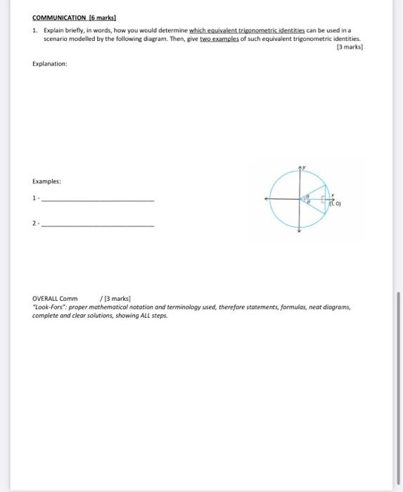 Solved COMMUNICATION [6 marks] Explanation: 1. Explain | Chegg.com