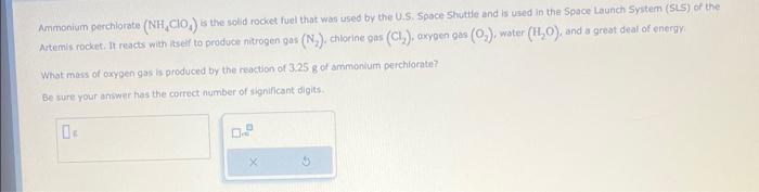 Solved Ammonium perchlorate (NH4ClO4) is the solid rociet | Chegg.com