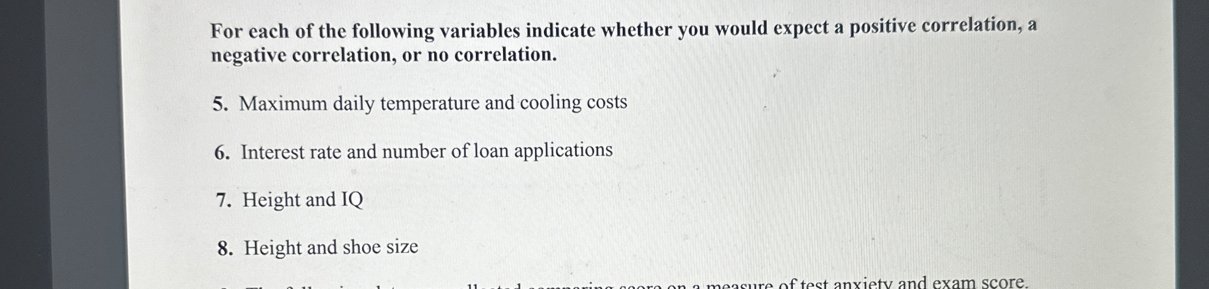 Solved For each of the following variables indicate whether | Chegg.com
