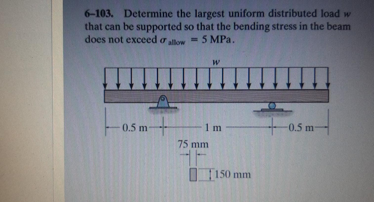 Solved 6-103. Determine the largest uniform distributed load | Chegg.com