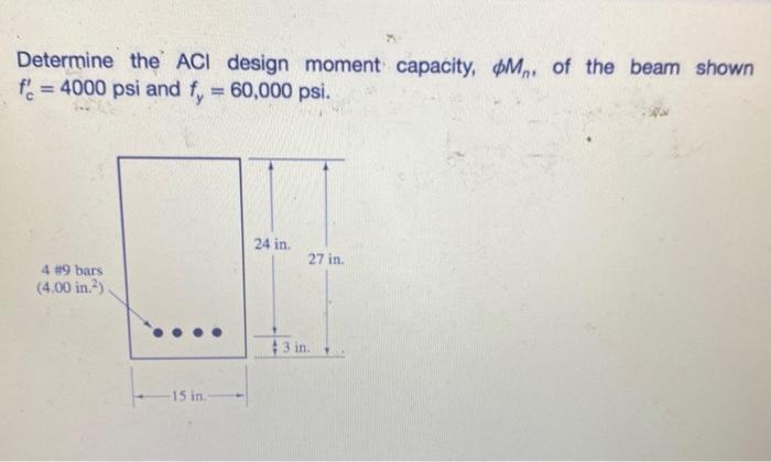 Determine the ACl design moment capacity, ϕMn, of the | Chegg.com
