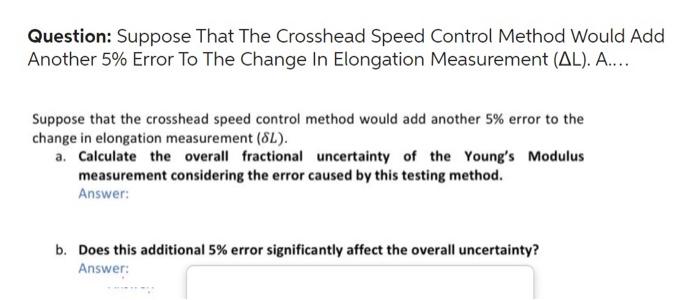 Solved Question: Suppose That The Crosshead Speed Control | Chegg.com