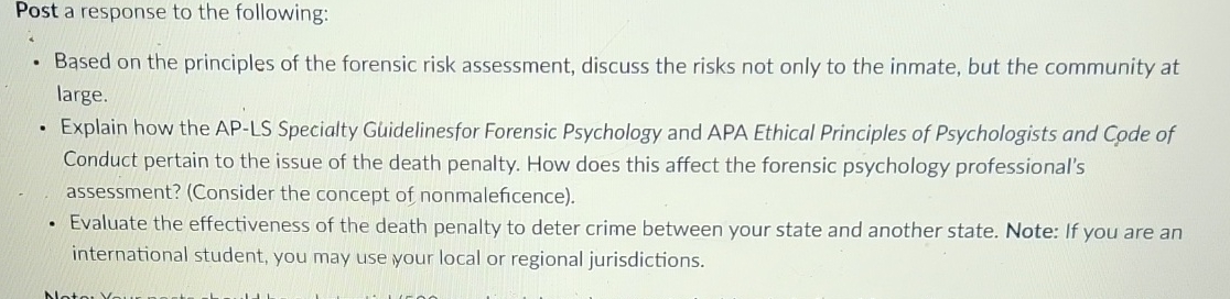 Solved Based on the principles of the forensic risk | Chegg.com
