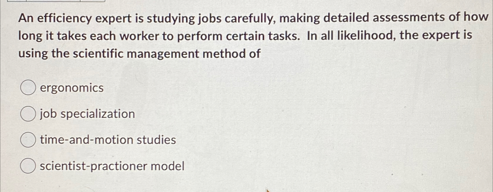 Solved An efficiency expert is studying jobs carefully, | Chegg.com