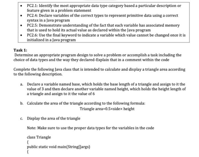Solved PC2.1: Identify the most appropriate data type | Chegg.com