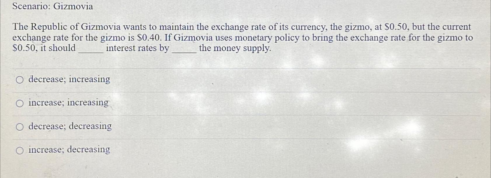 Solved Scenario: GizmoviaThe Republic of Gizmovia wants to | Chegg.com