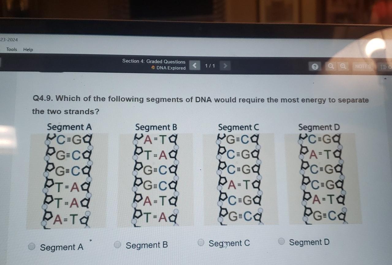 Solved Q4.9. ﻿Which of the following segments of DNA would | Chegg.com