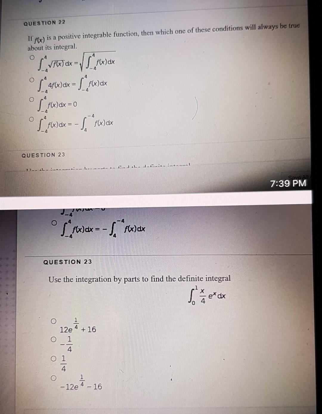 Solved QUESTION 22 If r«) is a positive integrable function, | Chegg.com