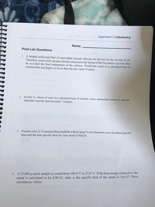 Data Table and Results (Part B - Specific Heat of a | Chegg.com