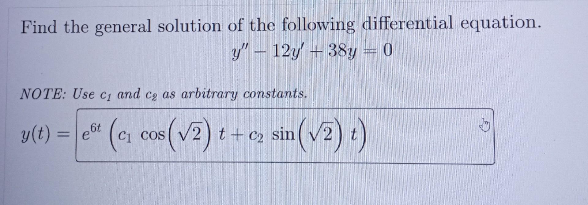 Solved Find the general solution of the following | Chegg.com