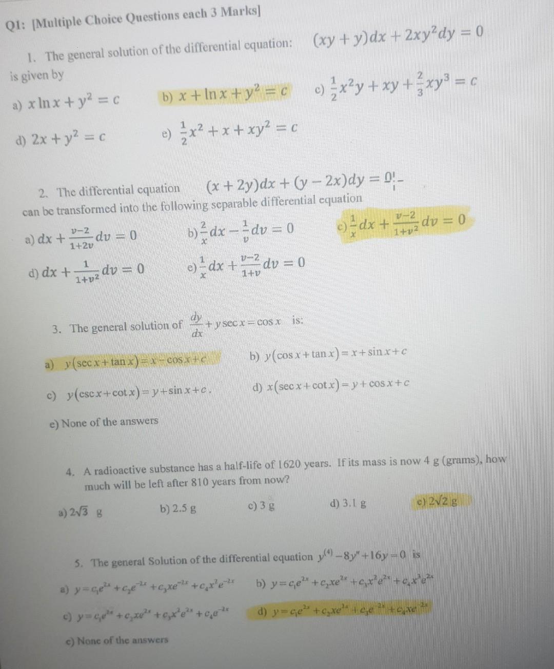 Solved Q1: [Multiple Choice Questions each 3 Marks] 1. The | Chegg.com