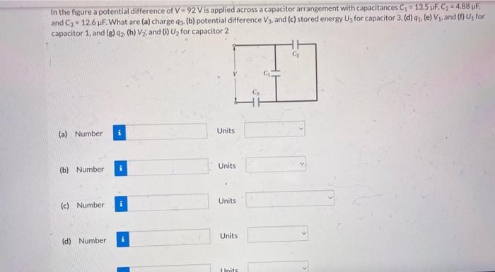 Solved In the figure a potential difference of V=92 V is | Chegg.com