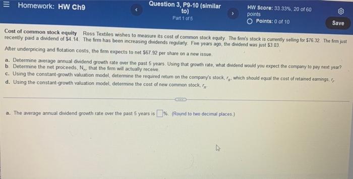 Solved E Homework: HW Ch9 Question 3, P9-10 (similar to) | Chegg.com
