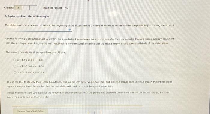 Solved Attempts 3 Keep the Highest 3/5 3. Alpha level and | Chegg.com