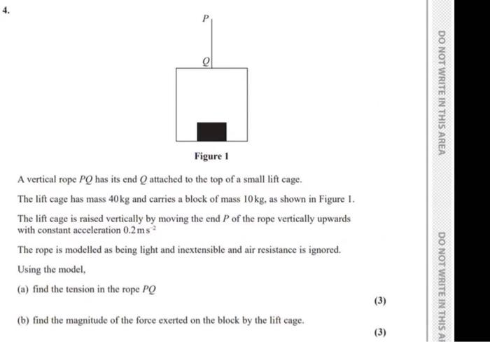 Solved d Figure 1 A vertical rope PQ has its end Q attached | Chegg.com