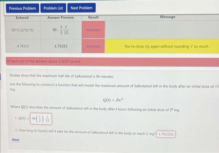 Solved At least one of the answers above is NOT correct. | Chegg.com