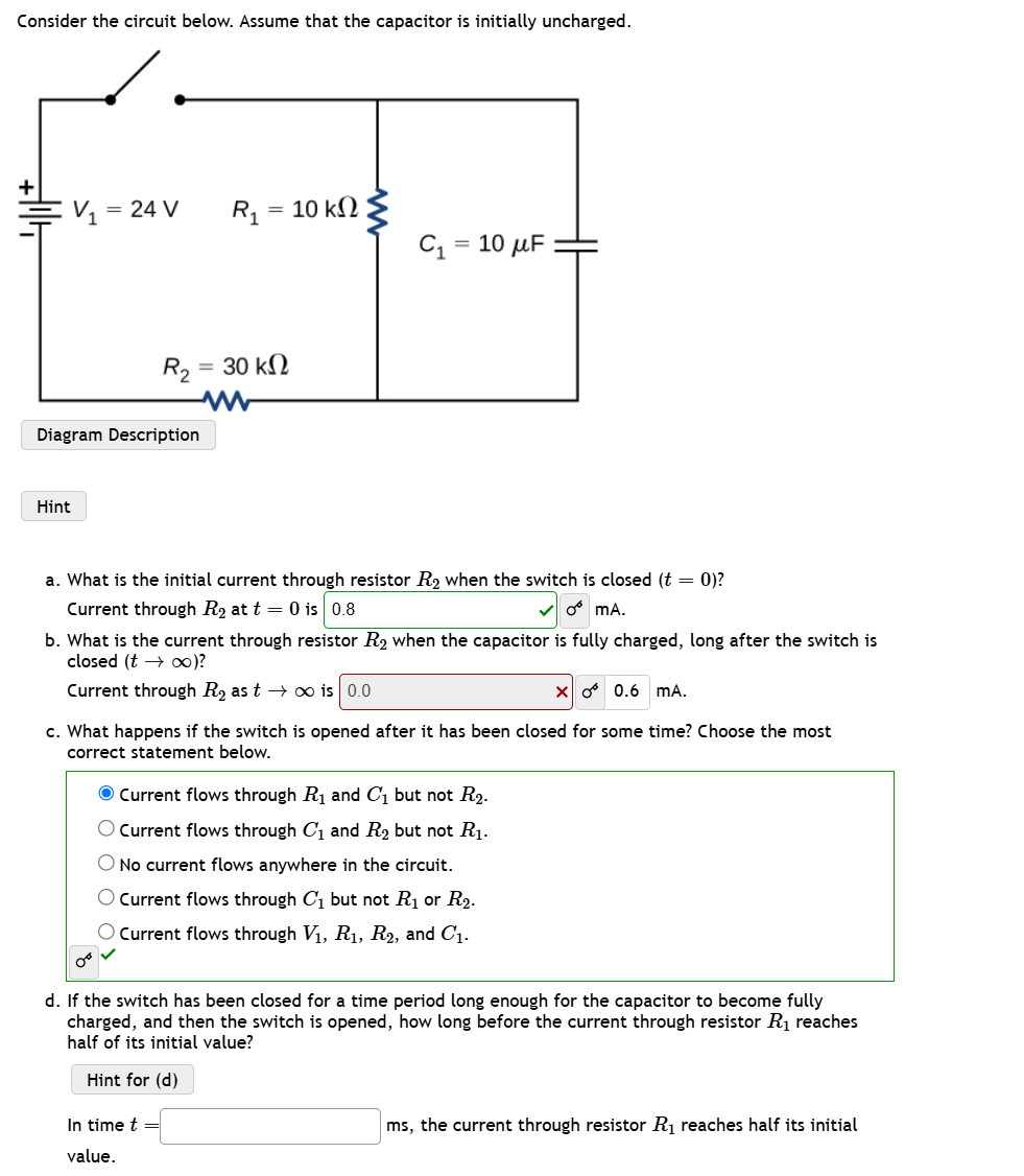 Consider the circuit below. Assume that the capacitor | Chegg.com