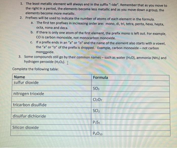 Solved 1. The least metallic element will always end in the | Chegg.com