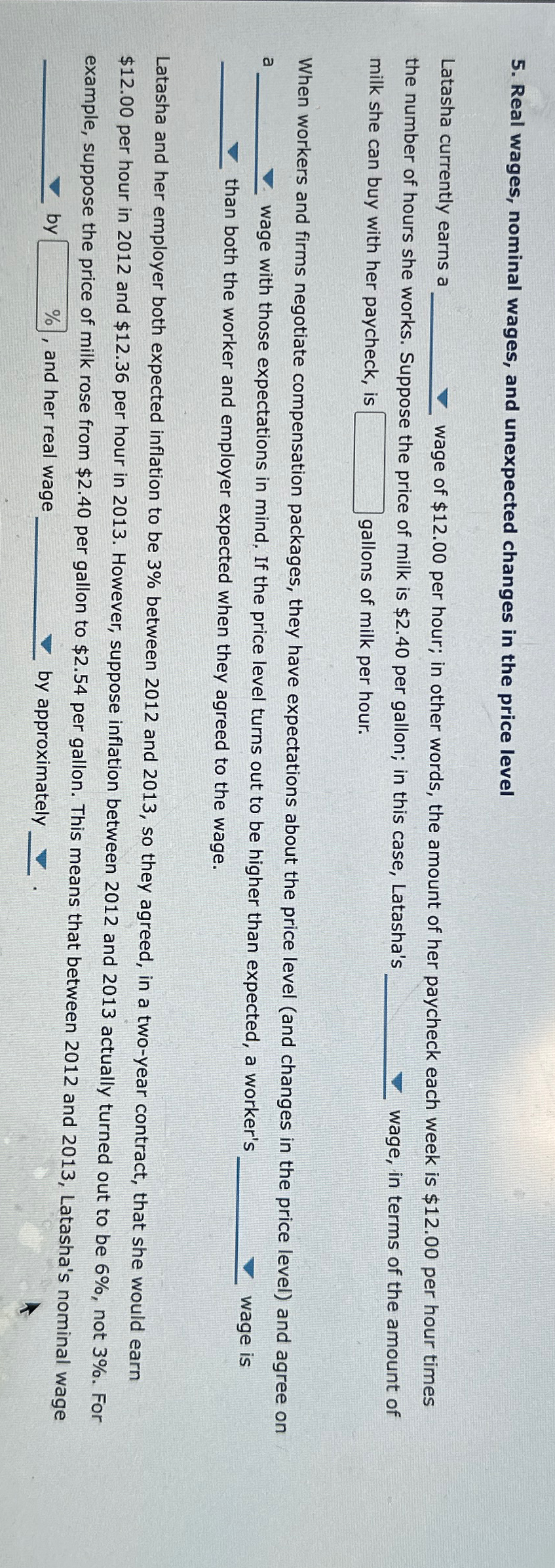 Solved Real wages, nominal wages, and unexpected changes in | Chegg.com