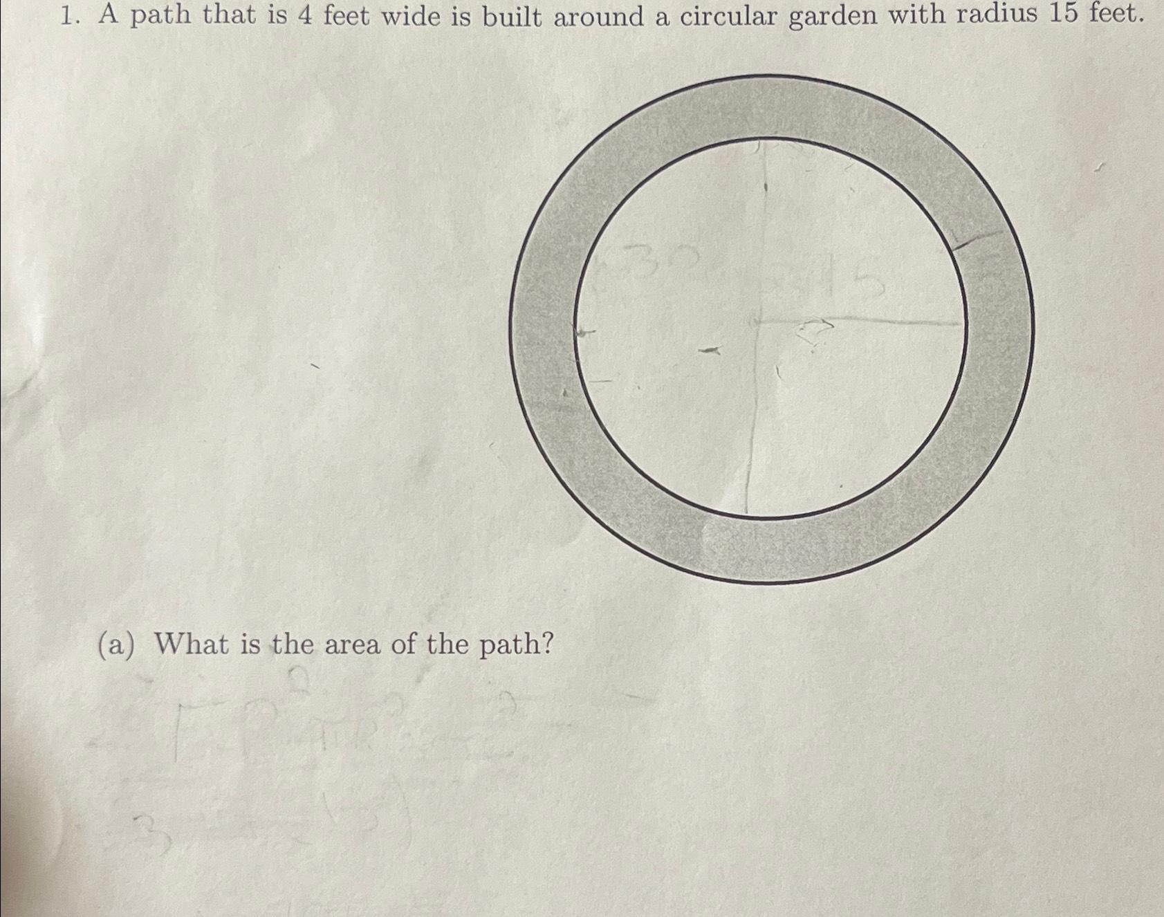 Solved A path that is 4 ﻿feet wide is built around a | Chegg.com