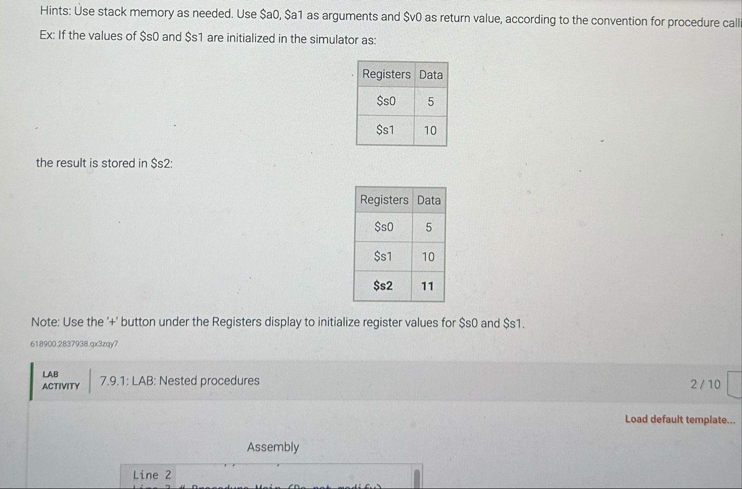 Solved Hints: Use stack memory as needed. Use $a0, ﻿$a1 ﻿as | Chegg.com