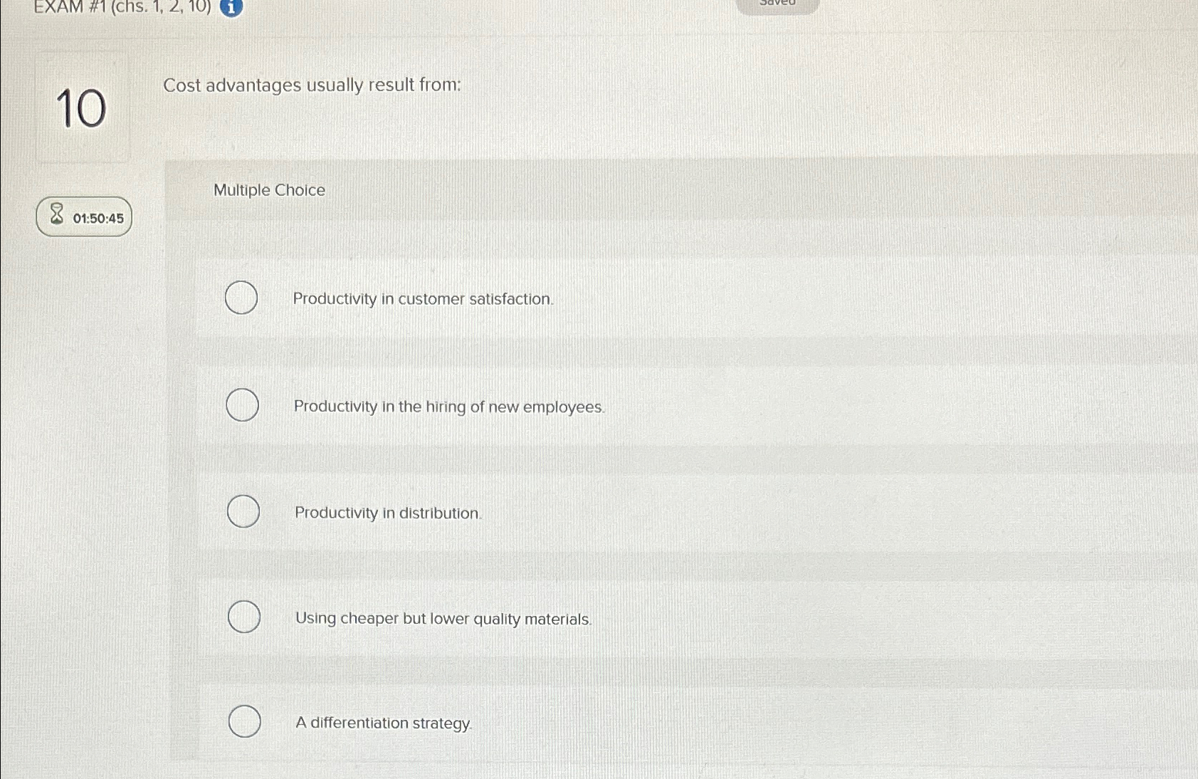 Solved 10Cost advantages usually result from:Multiple | Chegg.com